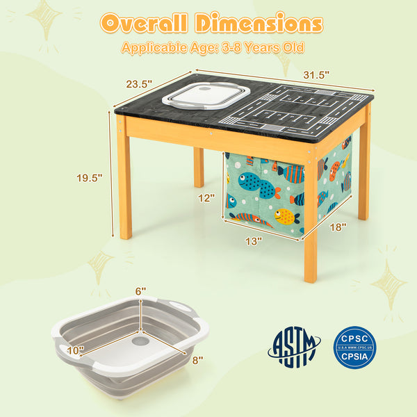 3-in-1 Kids Sand Water Activity Table with Foldable Storage Bin – Skonyon
