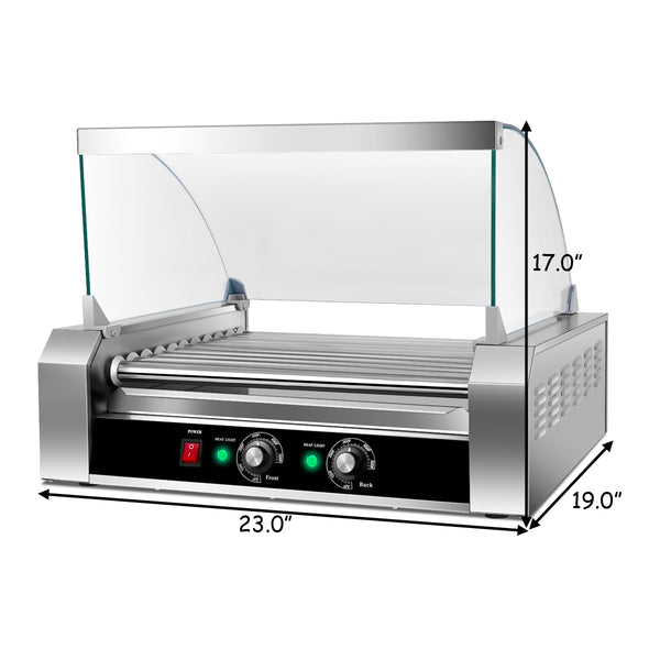 Stainless Steel Commercial 11 Roller Grill and 30 Hot Dog Cooker Machi ...