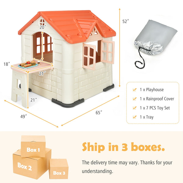 Kid¡¯s Playhouse Pretend Toy House For Boys and Girls 7 Pieces Toy Set ...