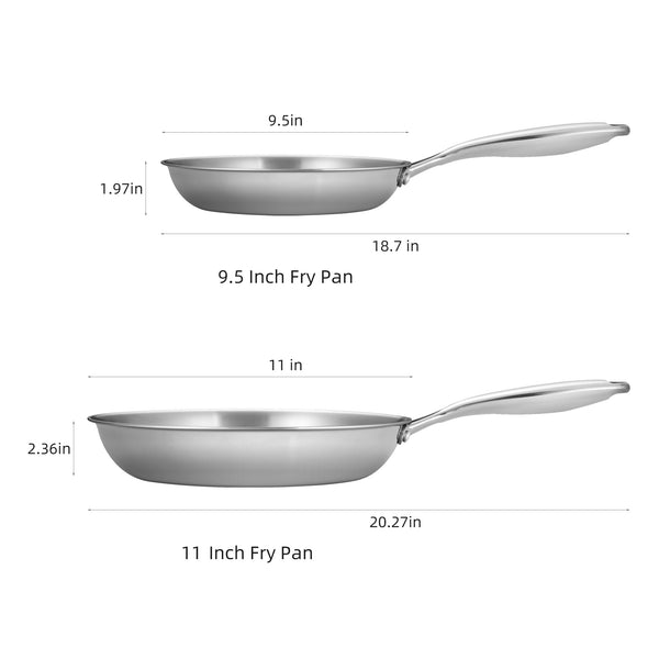 9.5in and 11in Tri-Ply Stainless Steel 2 Piece Frying Pan Set – Skonyon