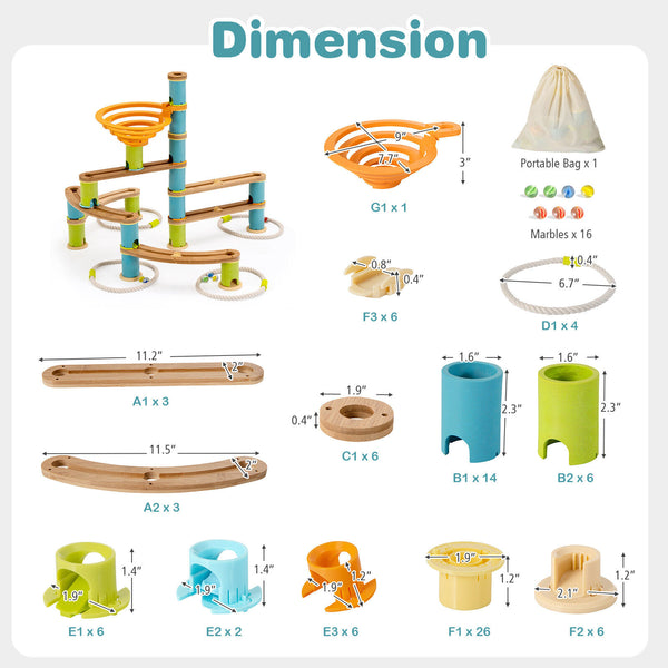 Bamboo Build Run Toy with Marbles for Kids Over 4 – Skonyon