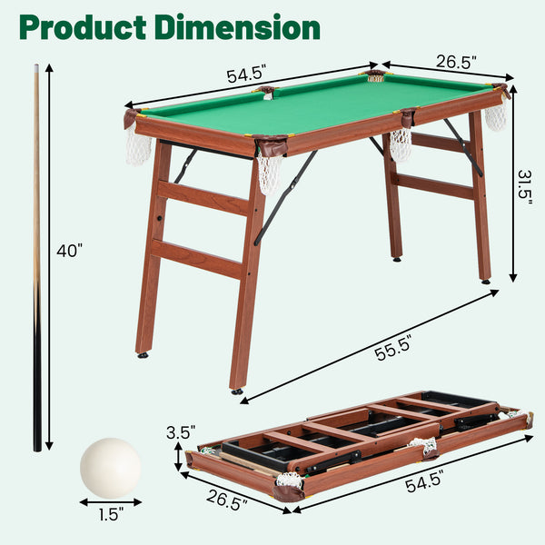 Folding Portable Billiards Table Game Set with Adjustable Foot Leveler ...