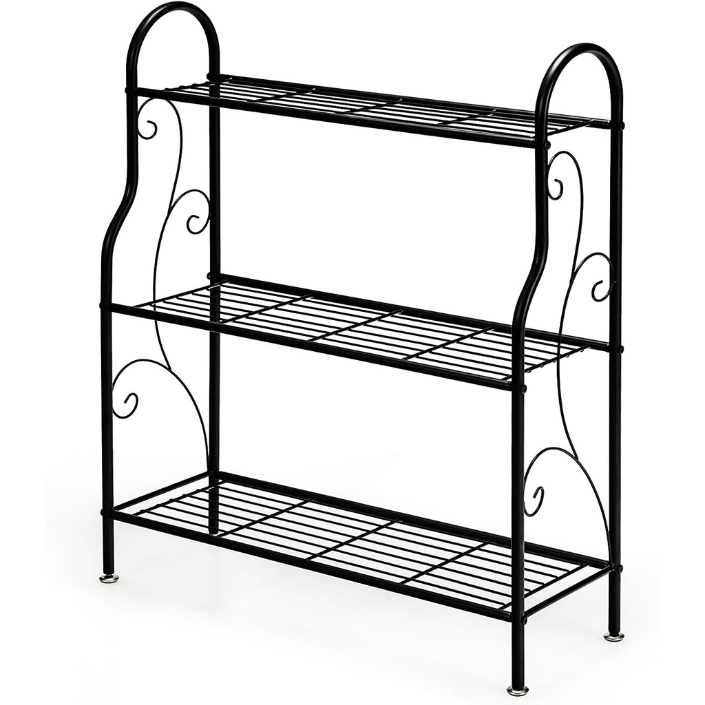 33 in. Tall Outdoor Black Metal Plant Stand (3-Tiered) – Skonyon