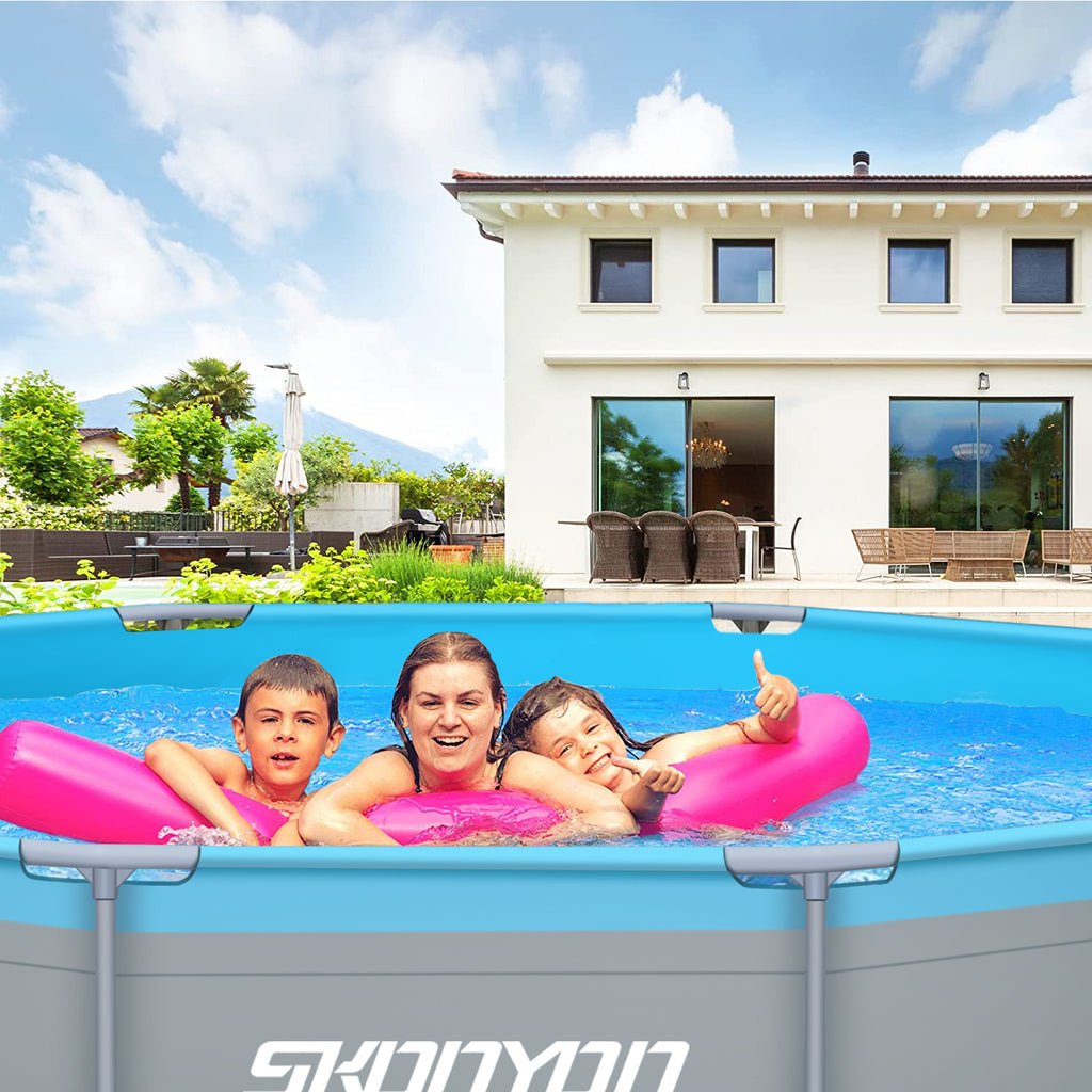 12 ft. x 30 in. D Round Soft-Sided Pool with Steel Metal Frame and Pum ...