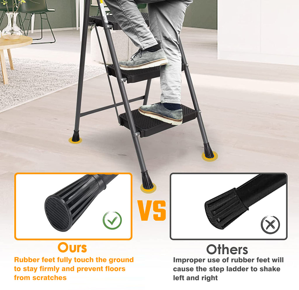 3-Step Pro-Grade Steel Step Stool, 330 lbs. Load Capacity Type IA Duty ...