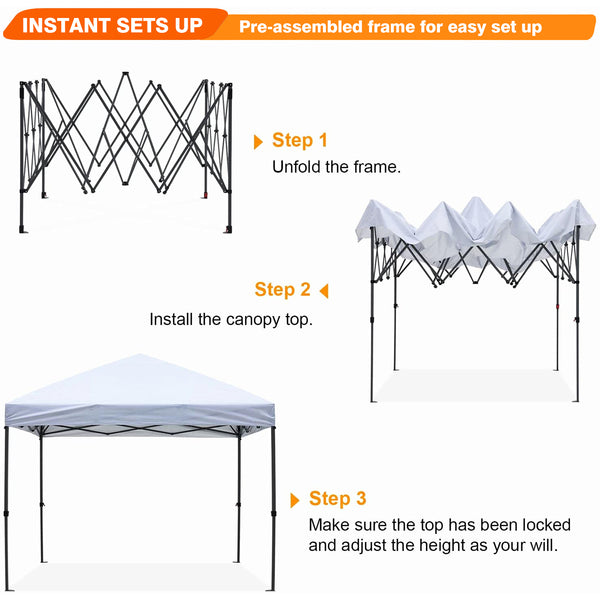 10 ft. x 10 ft. White Instant Canopy Pop Up Tent with Carry Bag – Skonyon