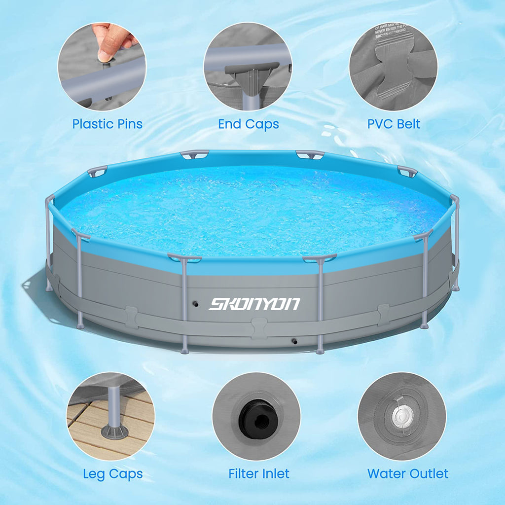 12 ft. x 30 in. D Round Soft-Sided Pool with Steel Metal Frame and Pum ...