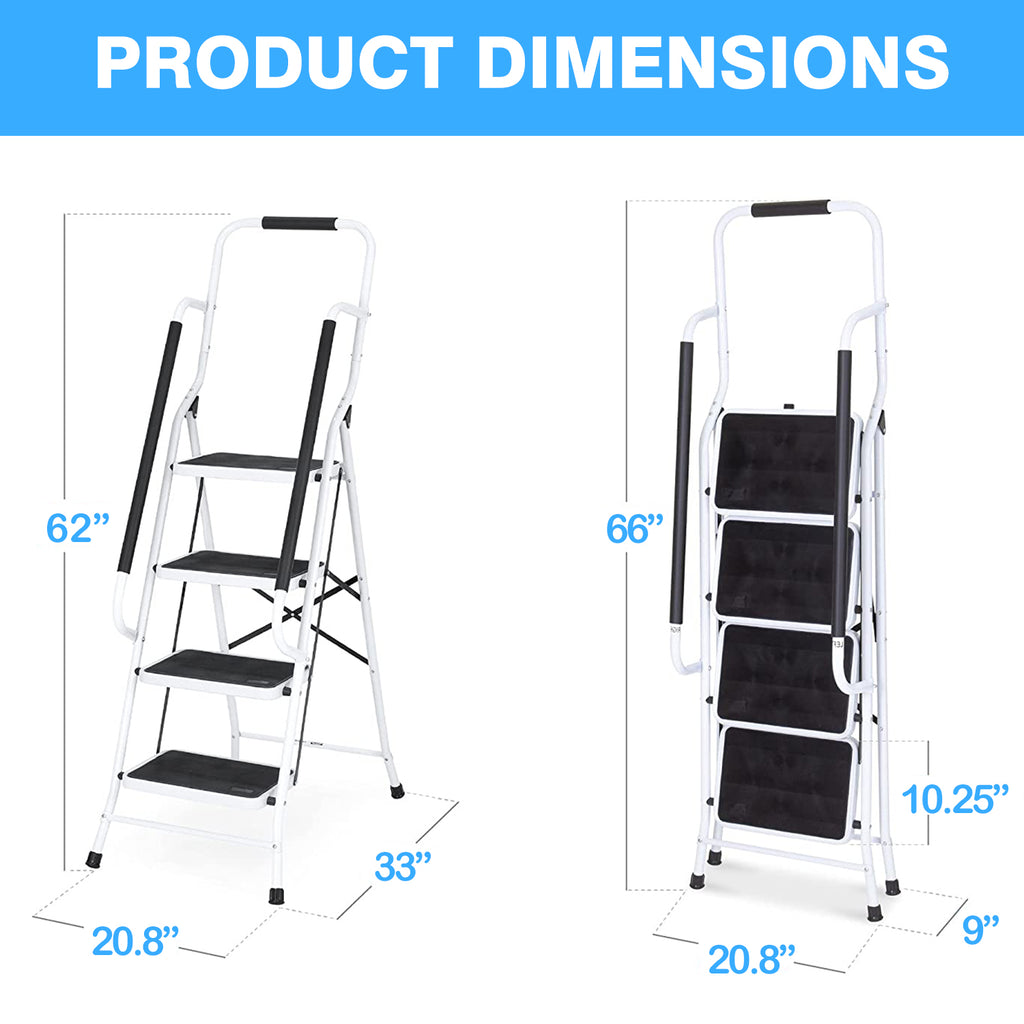 4-Step Pro-Grade Steel Step Stool with Handrails – Skonyon