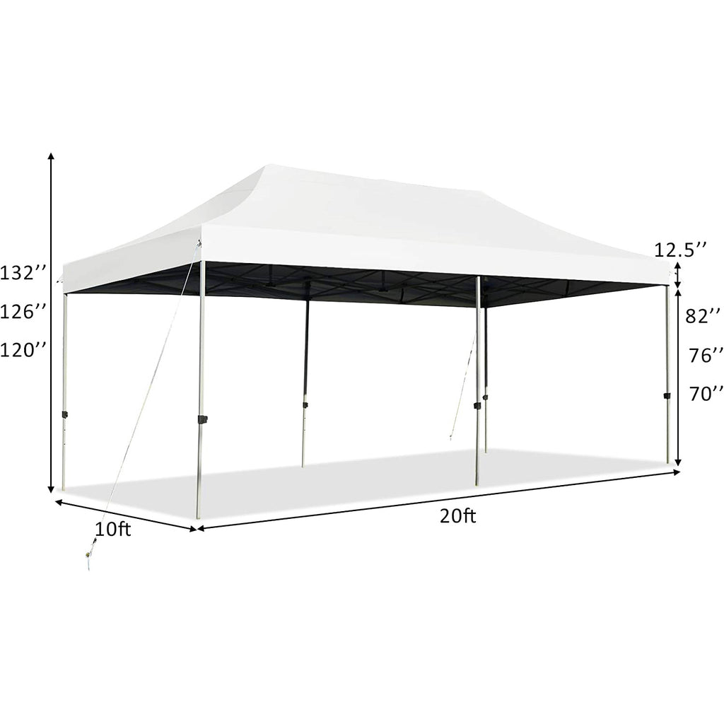 Heavy Duty 10 ft. x 20 ft. White Pop Up Canopy Tent with Carrying Bag ...