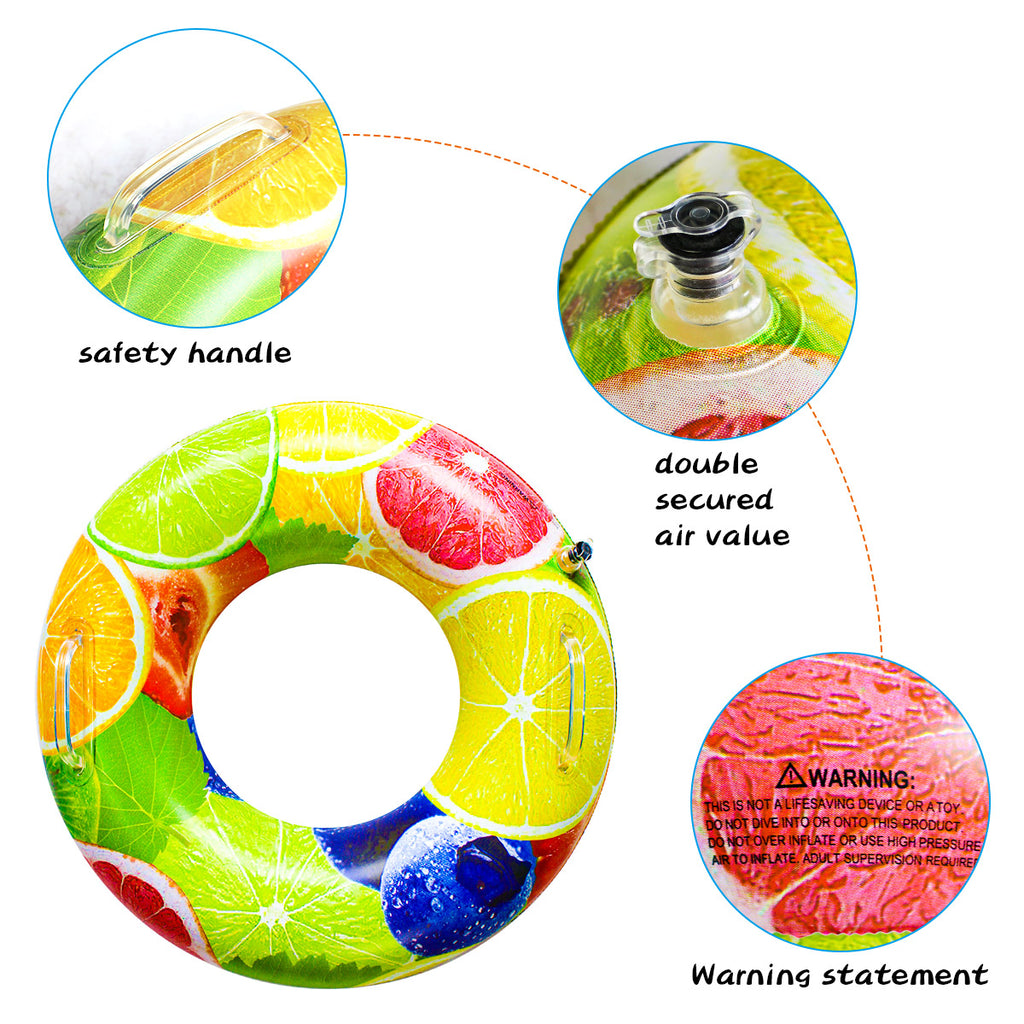 Inflatable Fruit Pool Float with Two Handle Swim Ring for Adult and Ch ...