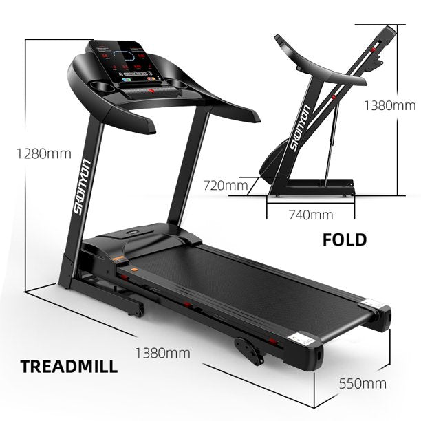 SKONYON 2.5HP Folding Treadmill Electric Treadmill with LCD Display an ...